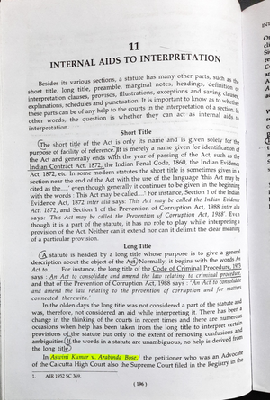 External Aids - Notes - Subject: Interpretation of Statute B.A.LL-Xth ...