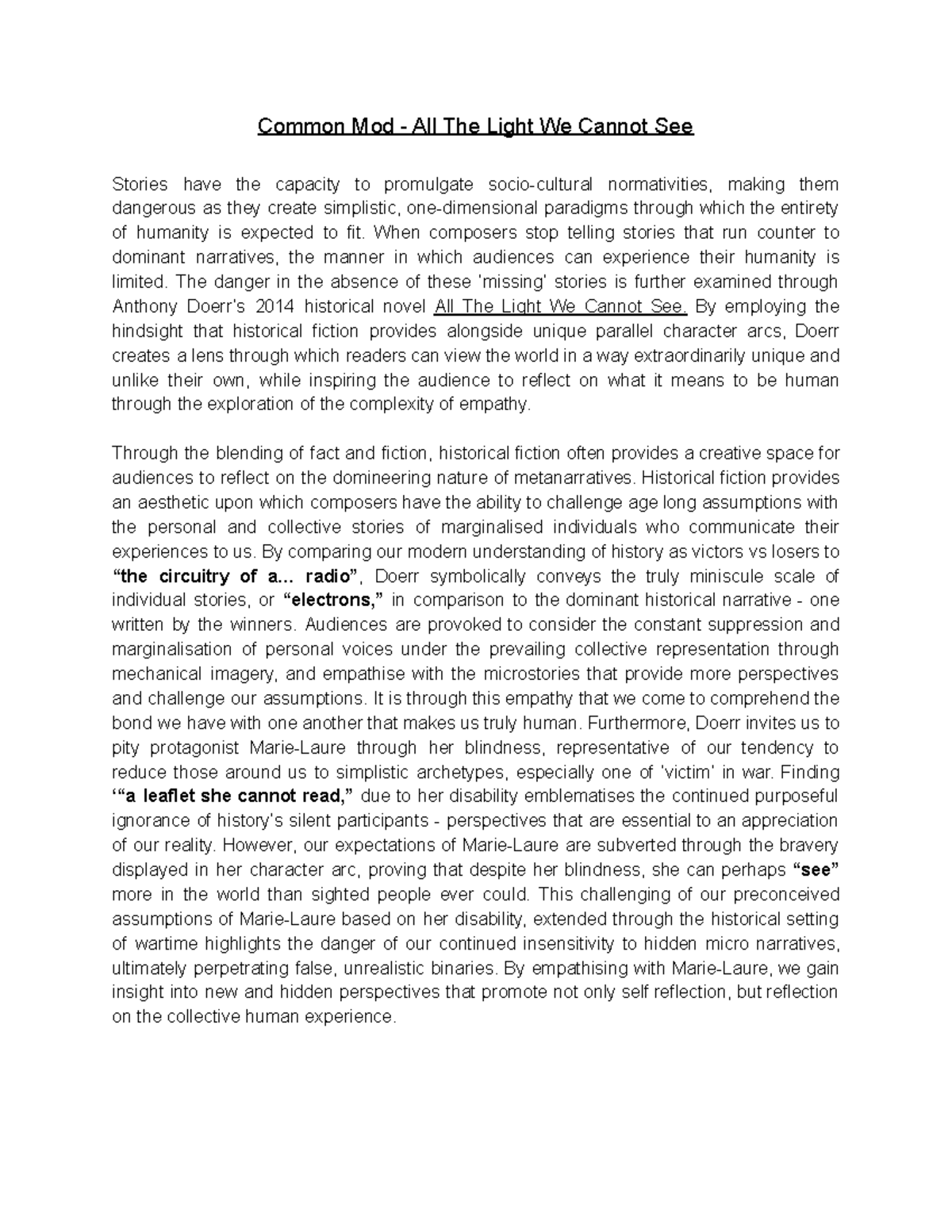 English advanced all essays mod c discursive and creative incl ...