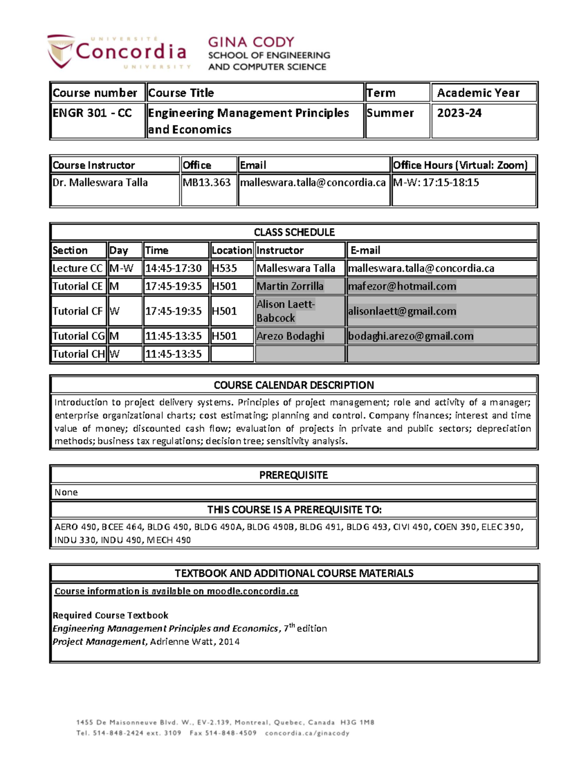 2023S2-ENGR 301 Course outline-Section CC - Course number Course Title Term Academic Year ENGR ...
