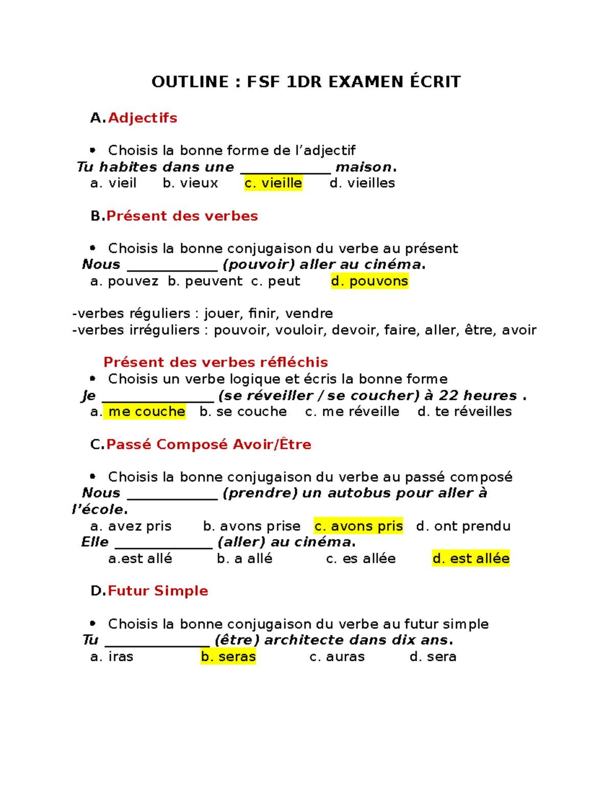 Outline FSF 1DR Examen ÉCRIT ET Lecture - OUTLINE : FSF 1DR EXAMEN ...