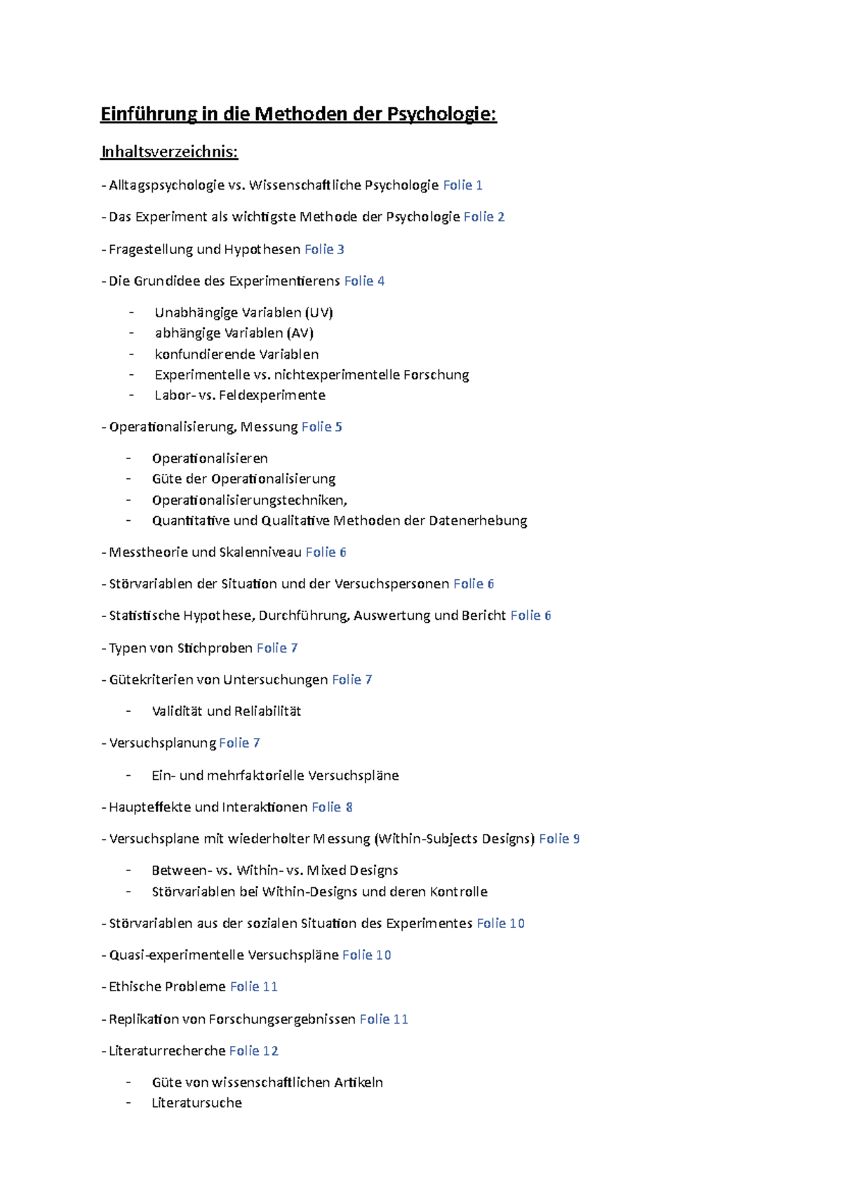 Methoden der Psychologie - Einführung in die Methoden der Psychologie ...