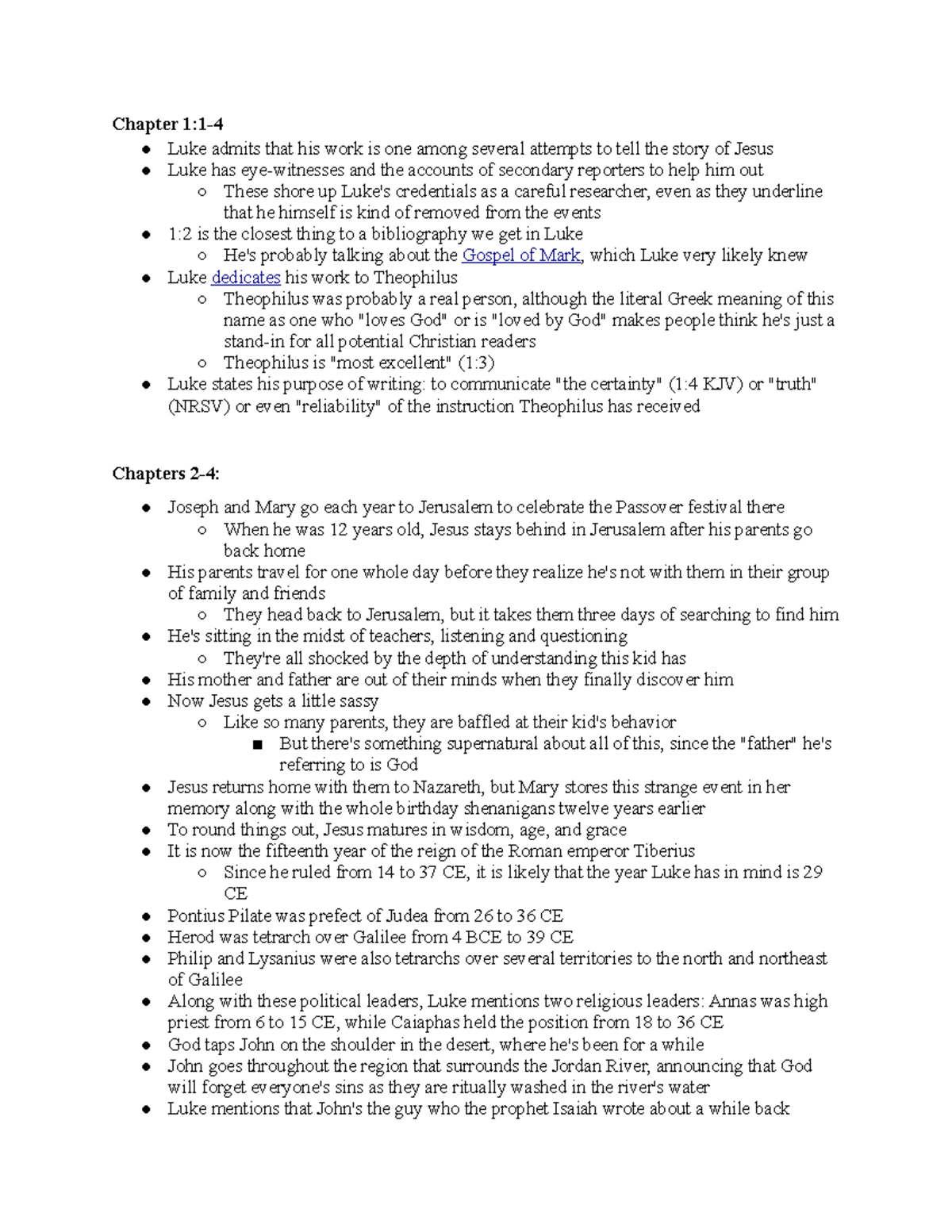 Sacred Page Luke Notes - Chapter 1:1- Luke admits that his work is one ...