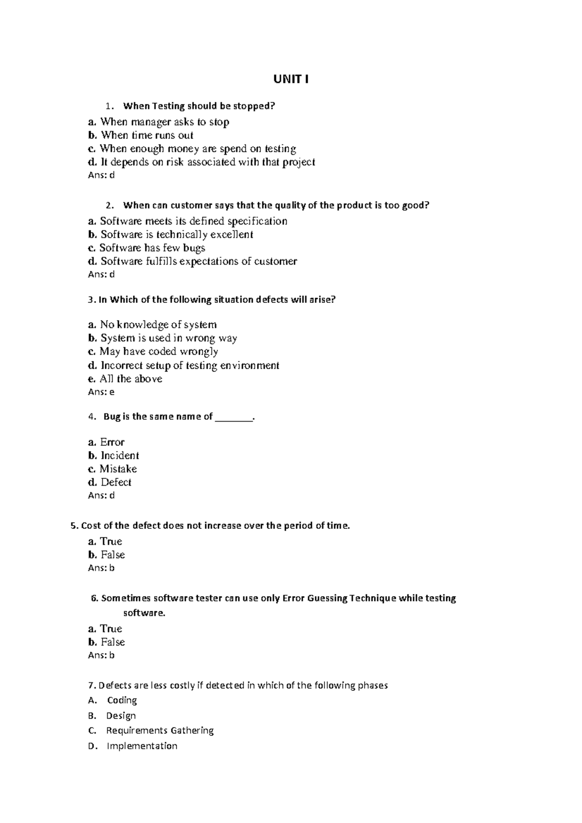 STQA Multiple Choice Questions Study Material UNIT I When Testing stqa-multiple-choice-questions-study-material-unit-i-when-testing