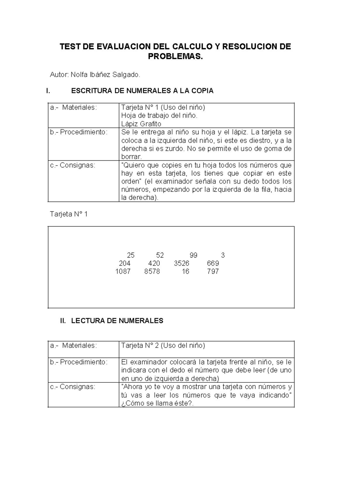 Test de evaluacion del calculo y resolucion de problemas - TEST DE ...