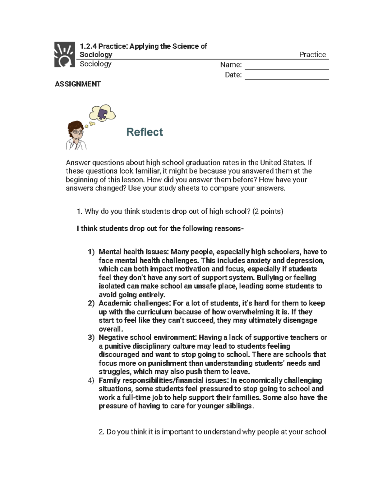 1.2.4 Practice - Applying the Science of Sociology (Practice) - 1.2 ...