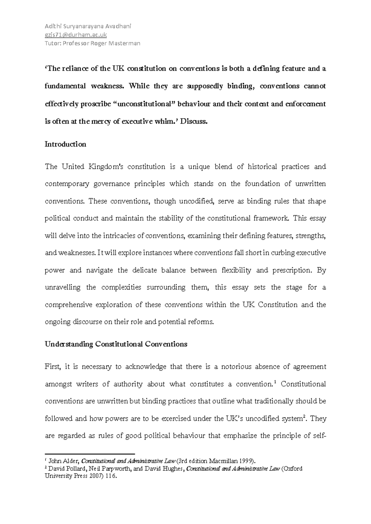UK Con Formative 1 1 - gzjs71@durham.ac Tutor: Professor Roger ...