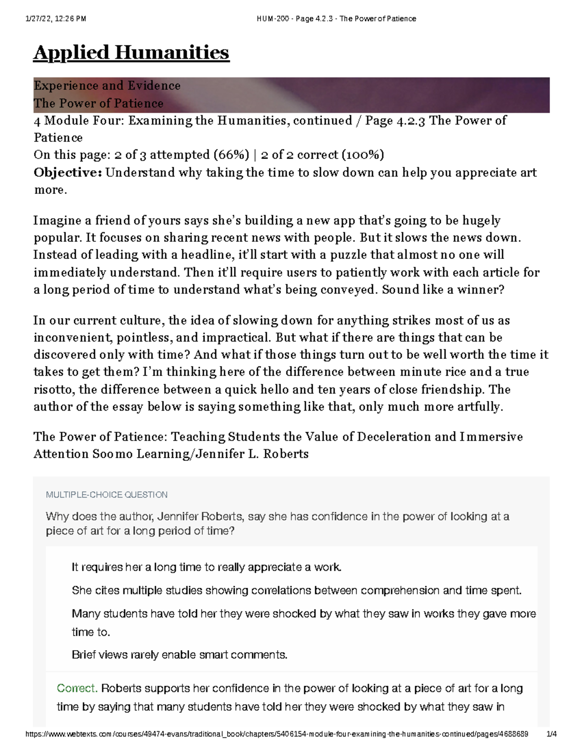 Assignment HUM-200 - Page 4.2.3 - The Power of Patience - Applied ...