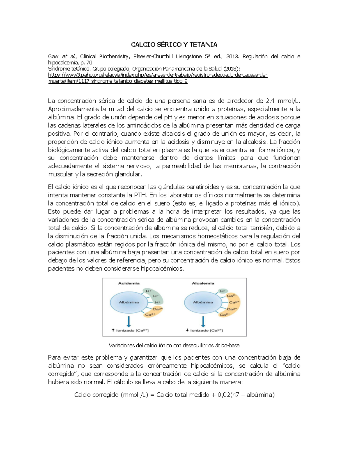 Calcio SÉRICO Y Tetania - CALCIO S.. Y TETANIA Gaw et al., Clinical ...