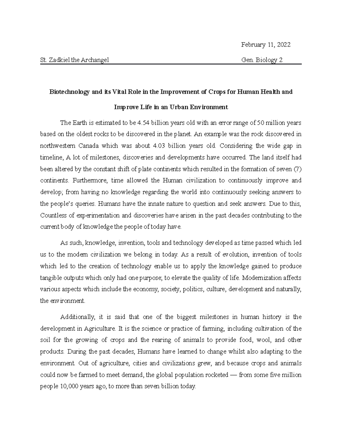 Biotechnology and its Vital Role in the Improvement of Crops for Human ...