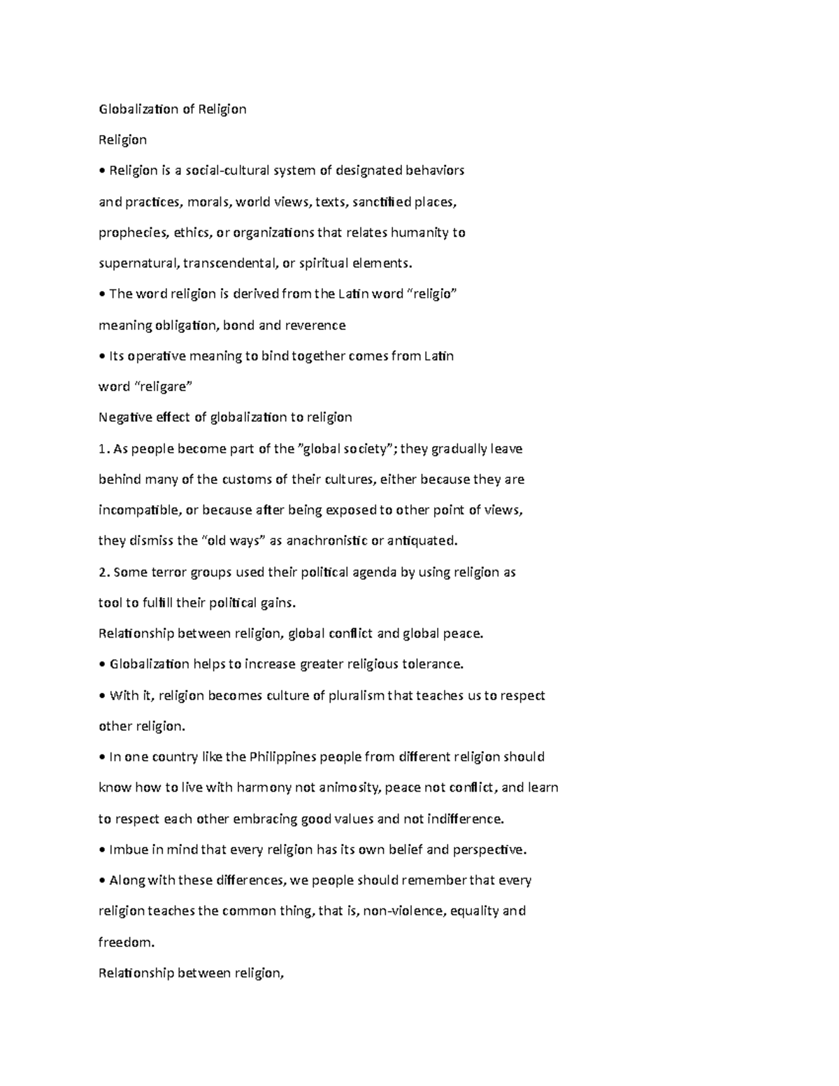 Globalization of Religion - Globalization of Religion Religion Religion ...