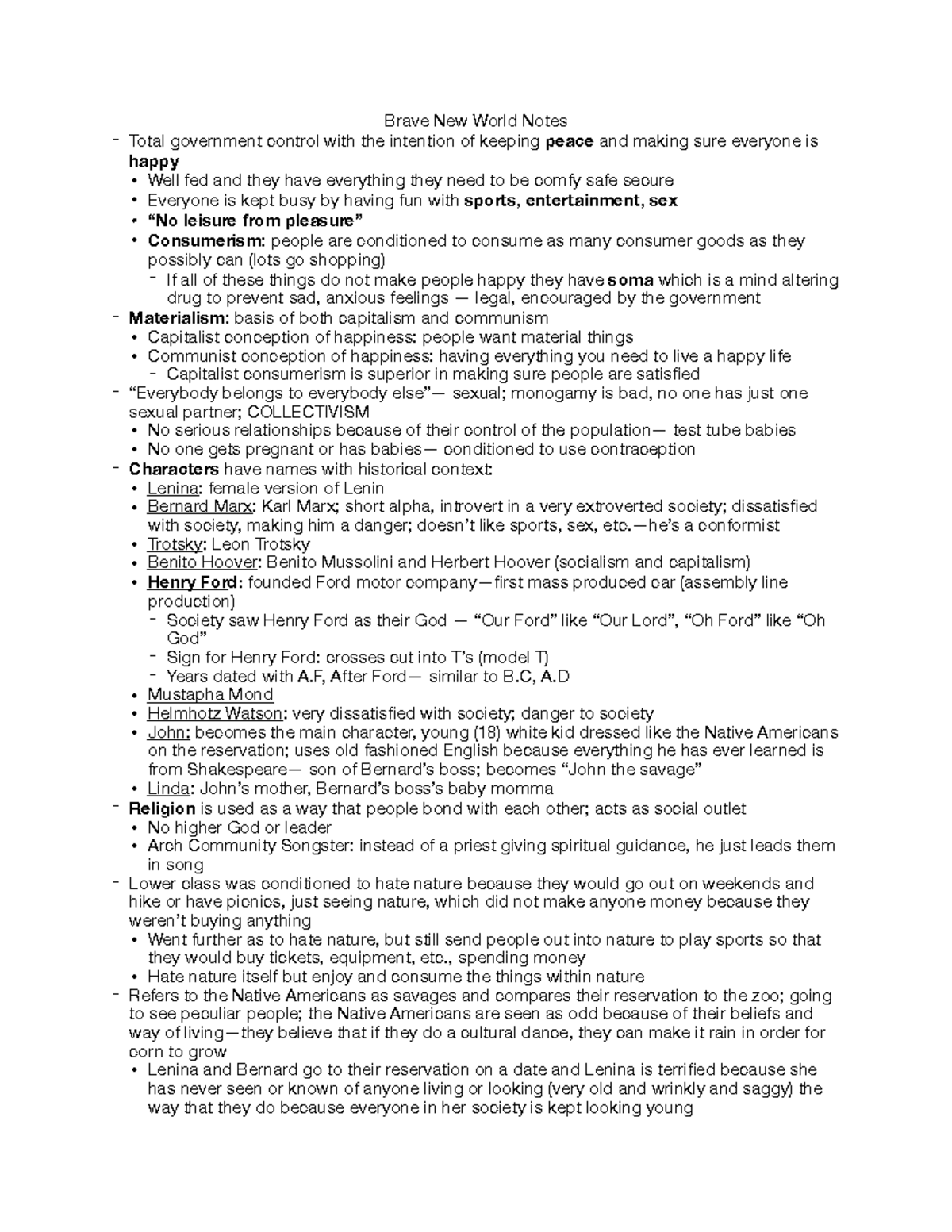 Brave New World Notes - —he’s a conformist " Trotsky: Leon Trotsky ...