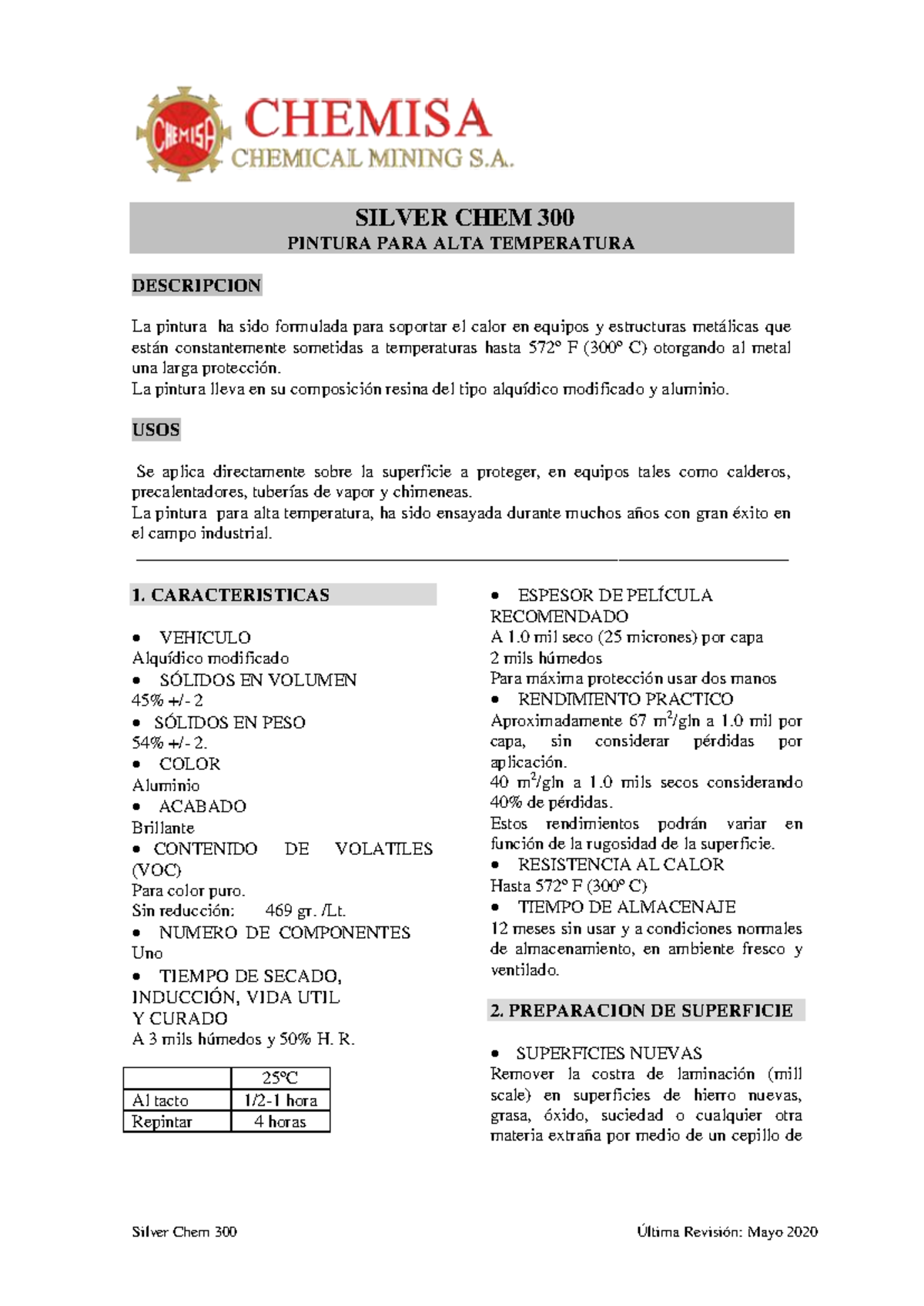 Silver CHEM 300 - Silver Chem 300 Última Revisión: Mayo 2020 SILVER ...