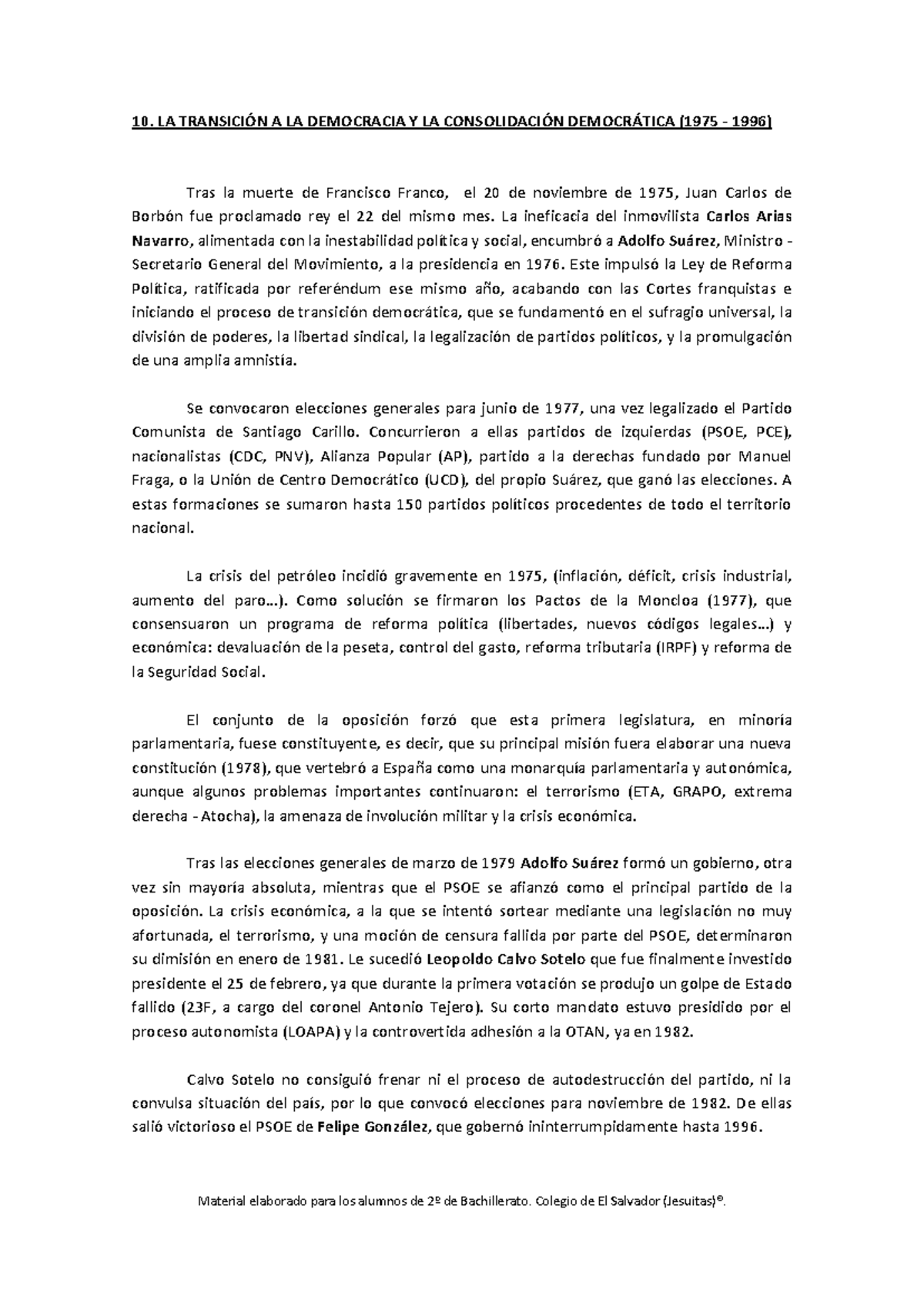 10.Transición y Democracia (1975 - 1996) - Material elaborado para los ...