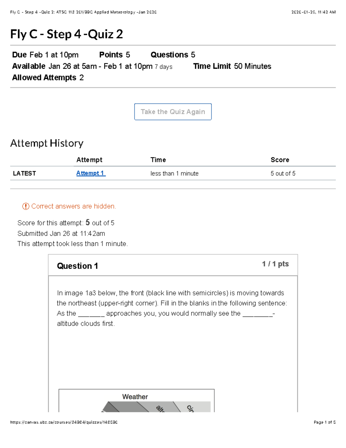 Fly C - Step 4 -Quiz 2: ATSC 113 201:99C Applied Meteorology -Jan 2020 ...