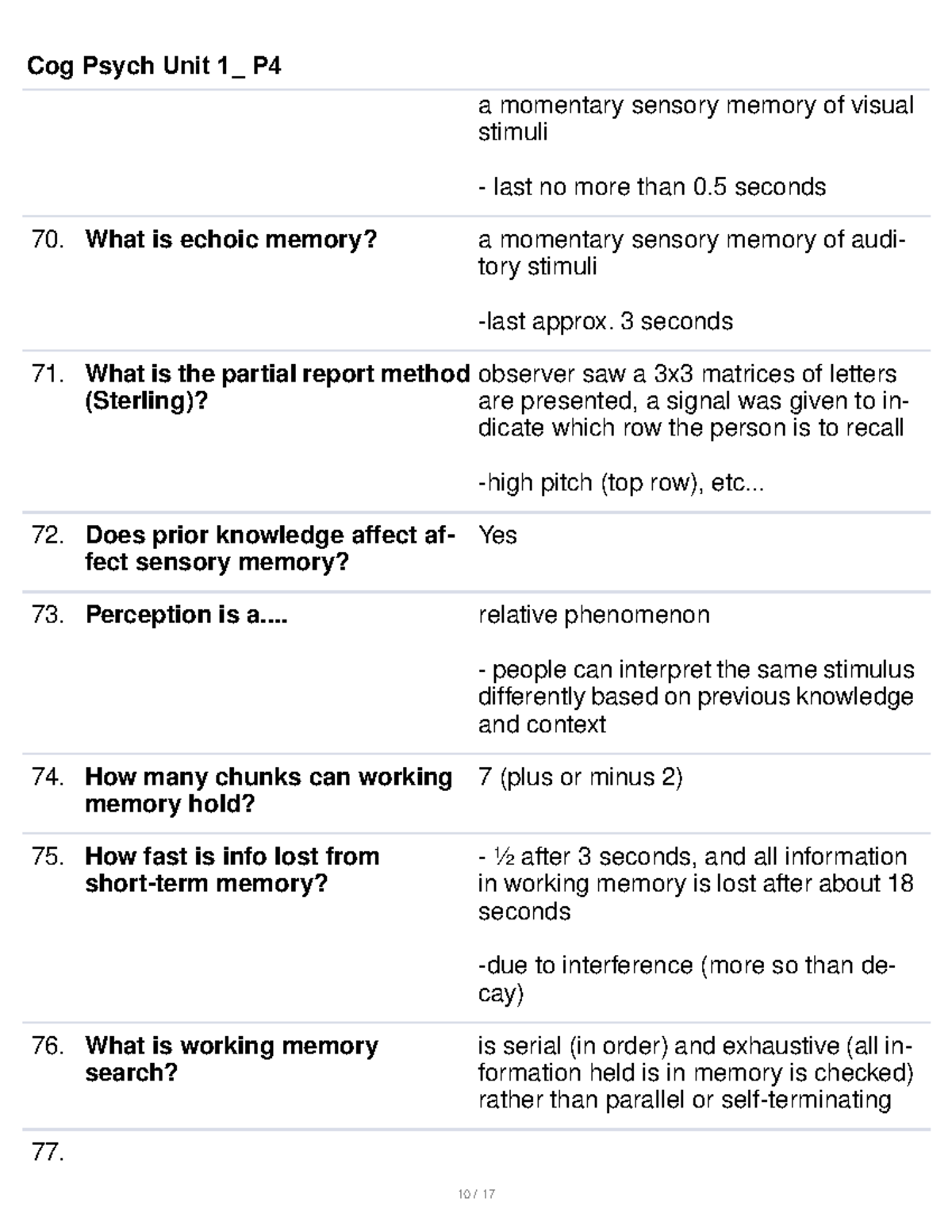 Cog psych unit 1 Part4 - minnigh - a momentary sensory memory of visual ...