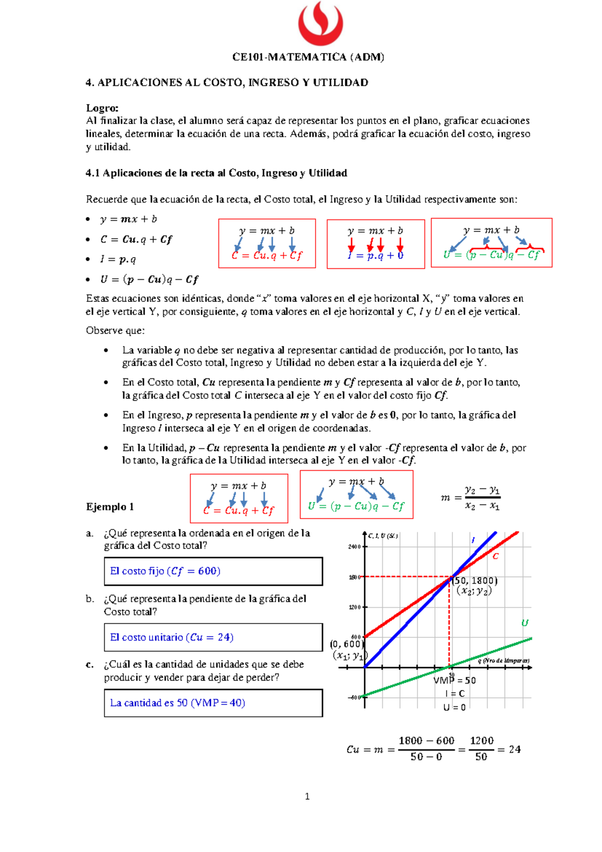 CE101 EPE Aplicaciones Costo, Ingreso y Utilidad S14B Viernes - CE101 ...