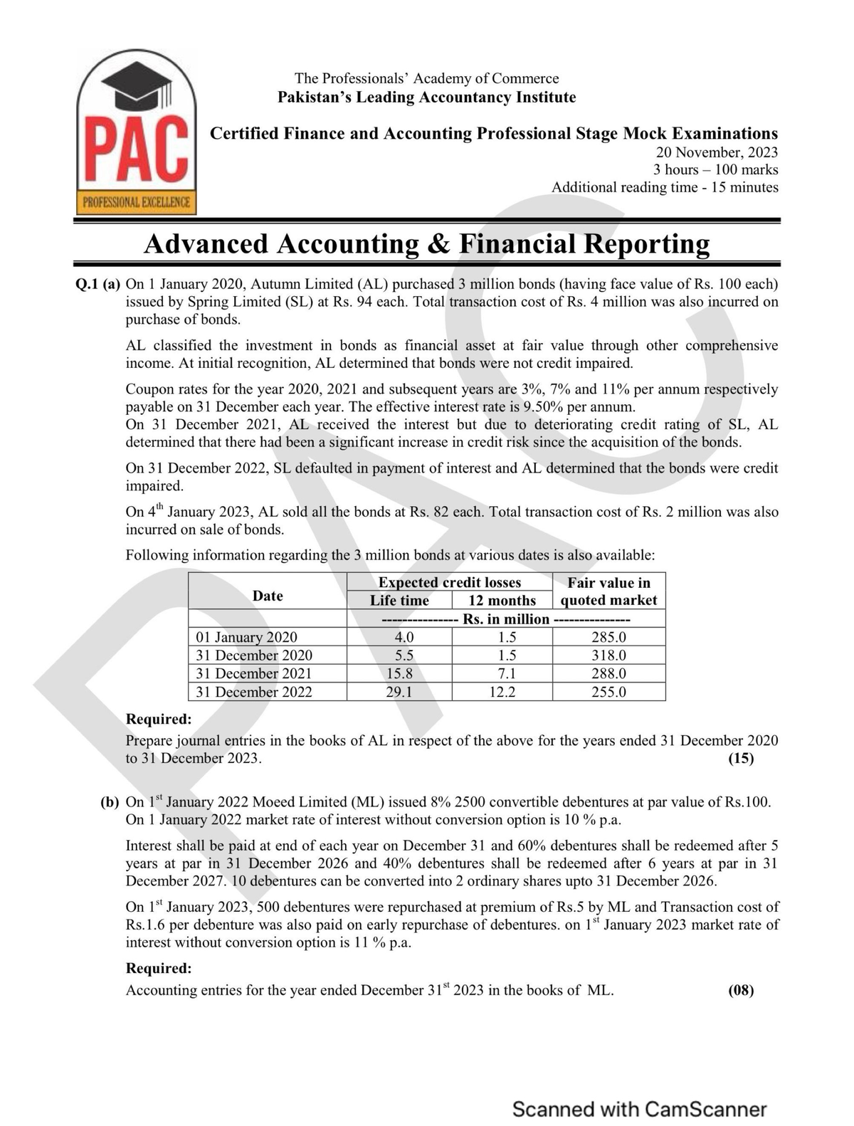 AAFR Mock Q.paper W-23 (Final) - Audit and Assurance - Studocu