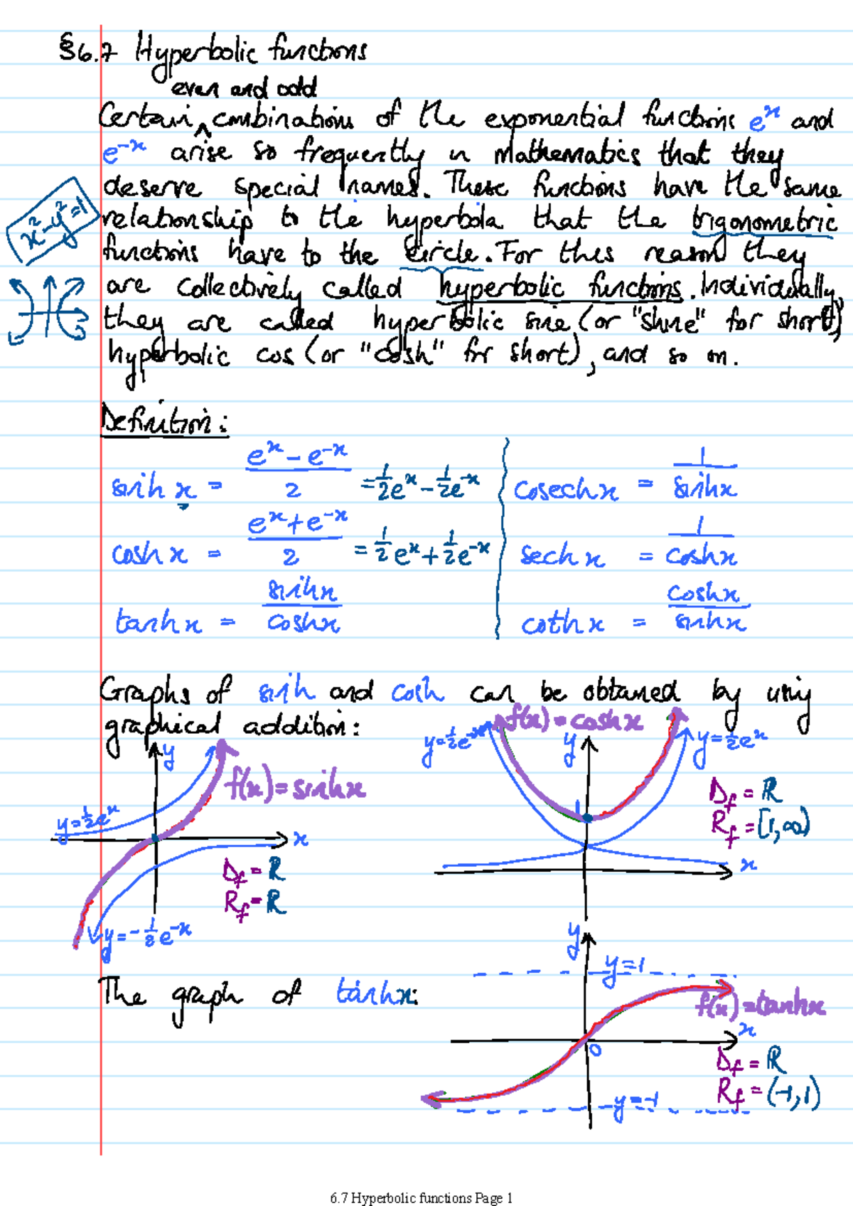 6.7 Hyperbolic functions(01Aug) - 144 - Studocu