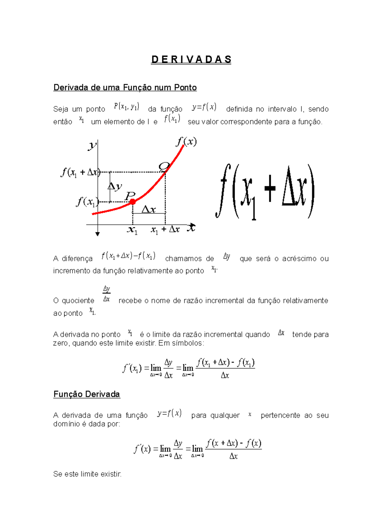 Derivadas - Resumo Cálculo Diferencial E Integral 1 - DERIVADAS ...