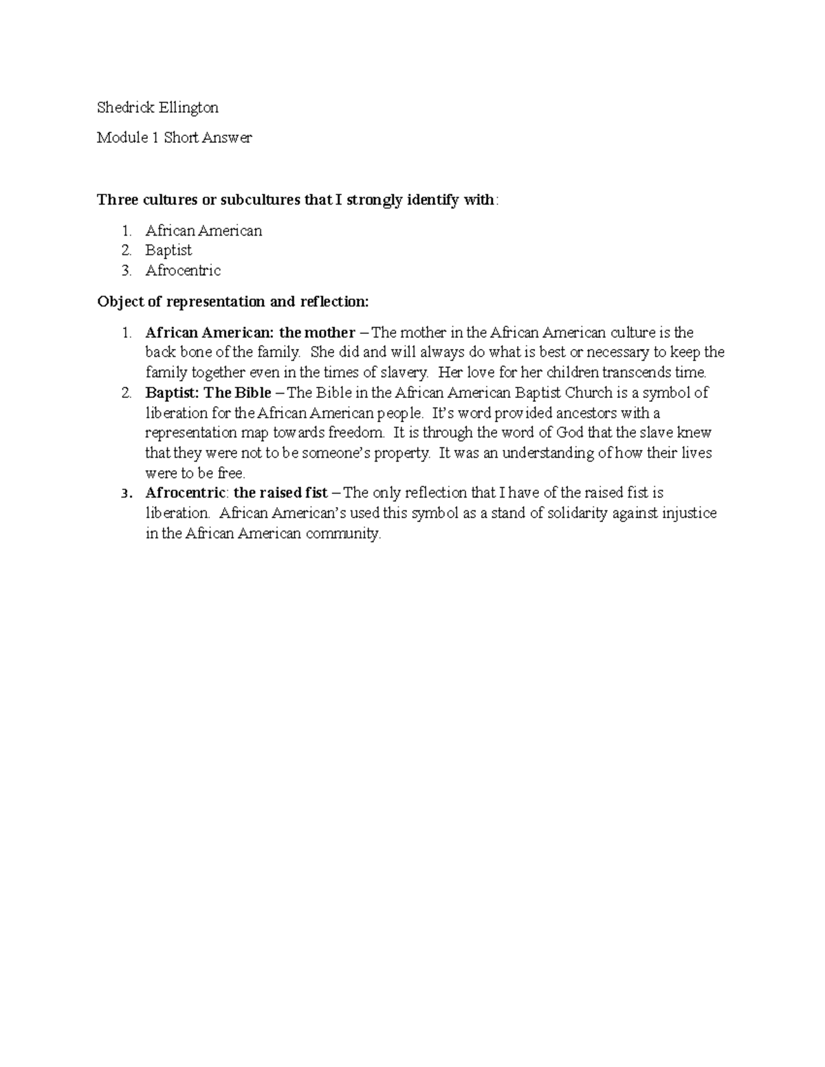 Module 1 Short Answer Humanities Ellington HUM100 SNHU Studocu