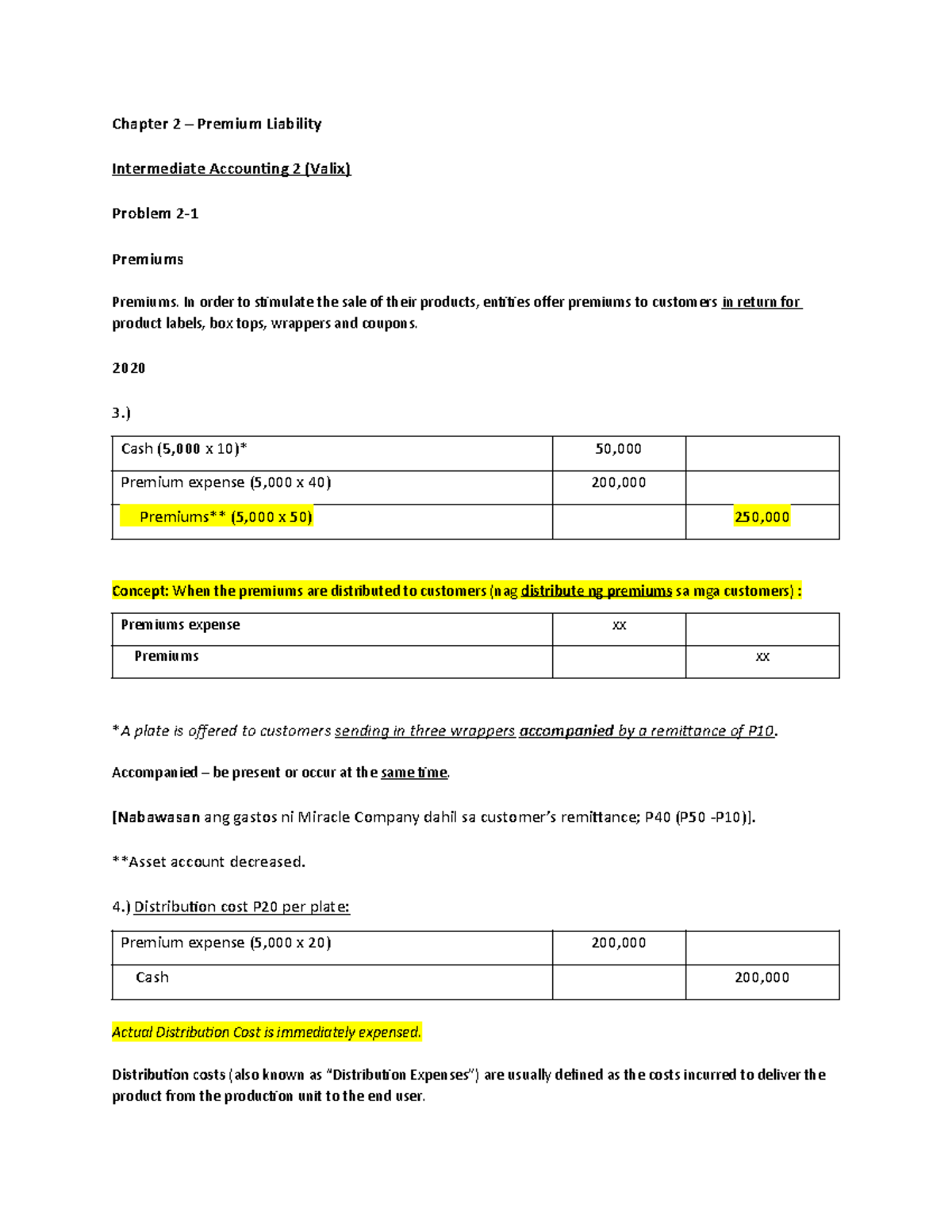 Pdfcoffee - Premium liabilities sample problem - Chapter 2 – Premium Liability Intermediate ...