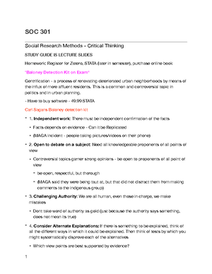 Soc 101 Final Study Guide - Final Study Guide Final Study Guide for ...