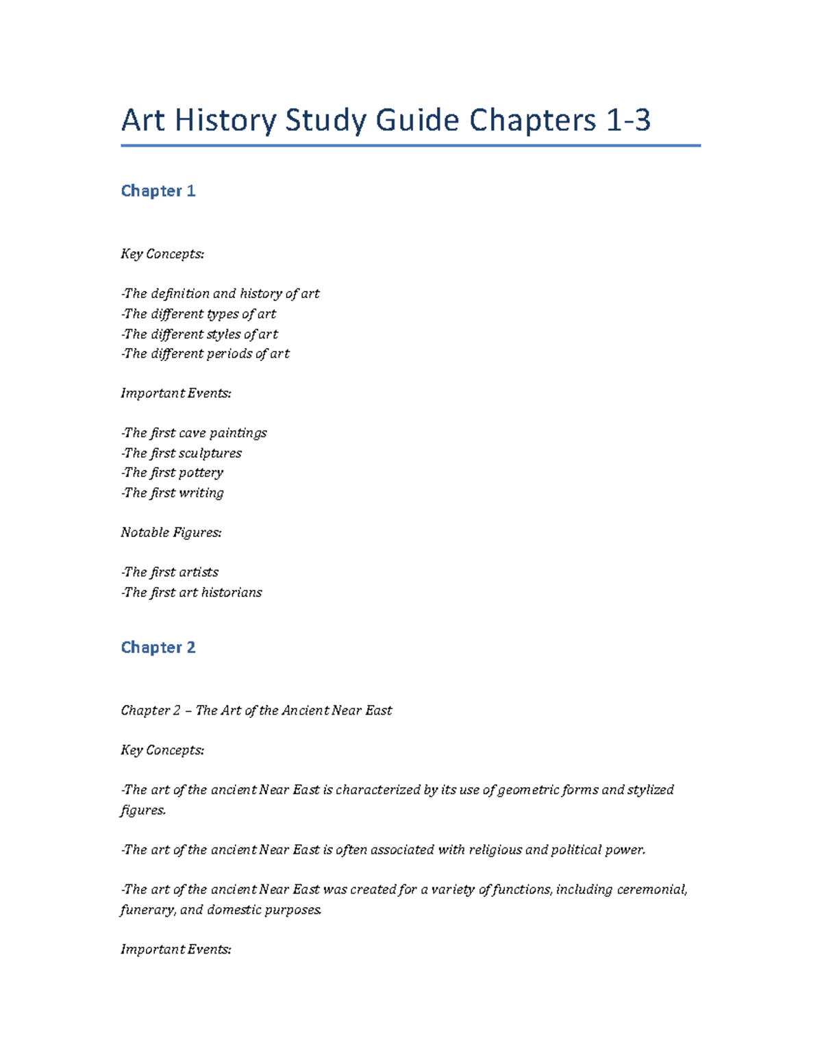 Art History Study Guide Chapters 1-3 - Art History Study Guide Chapters ...