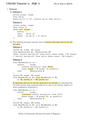 Database Systems CS2102 - NUS - StuDocu