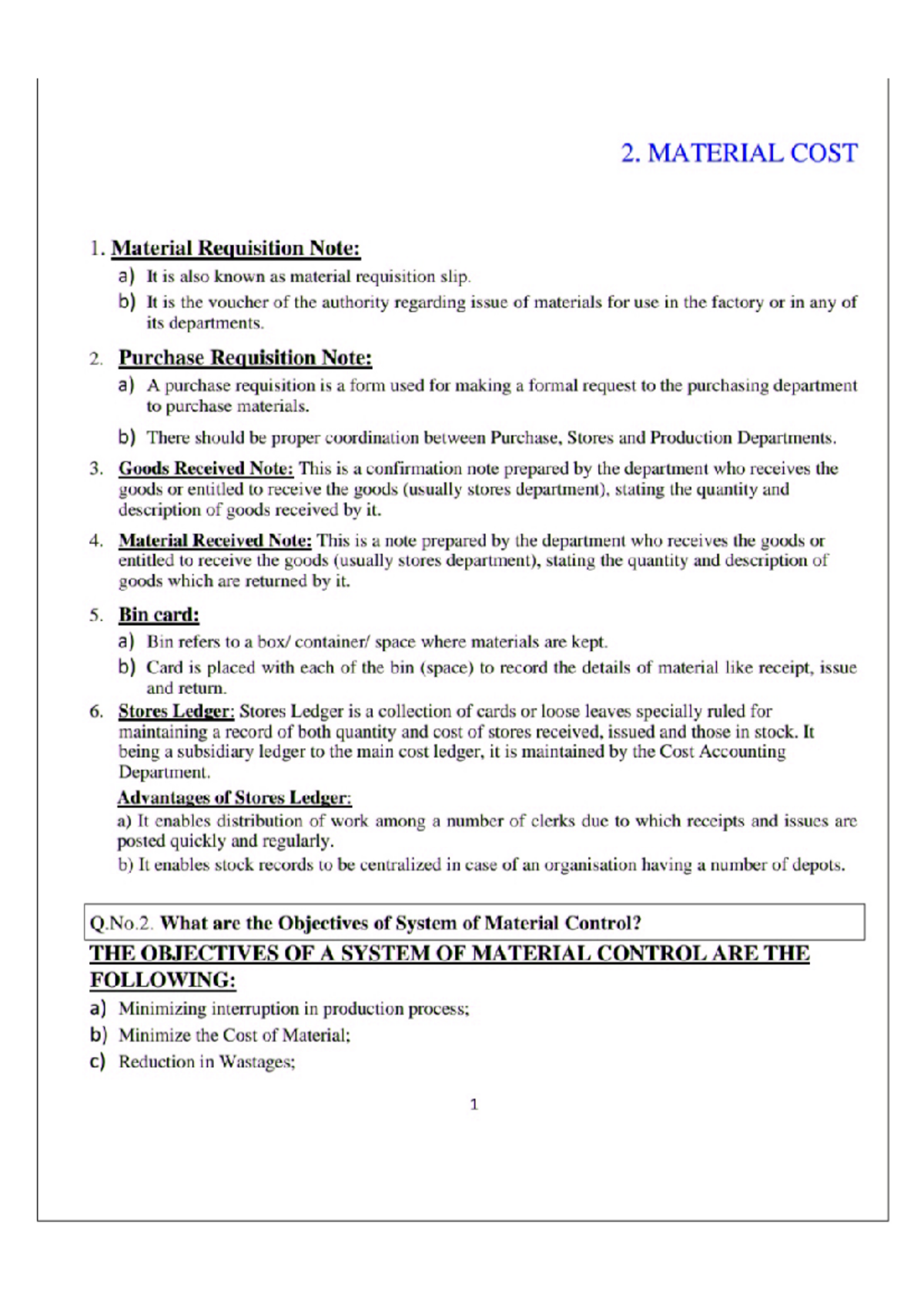 Material Cost Cost Accounting - Cost and management accounting - Delhi ...