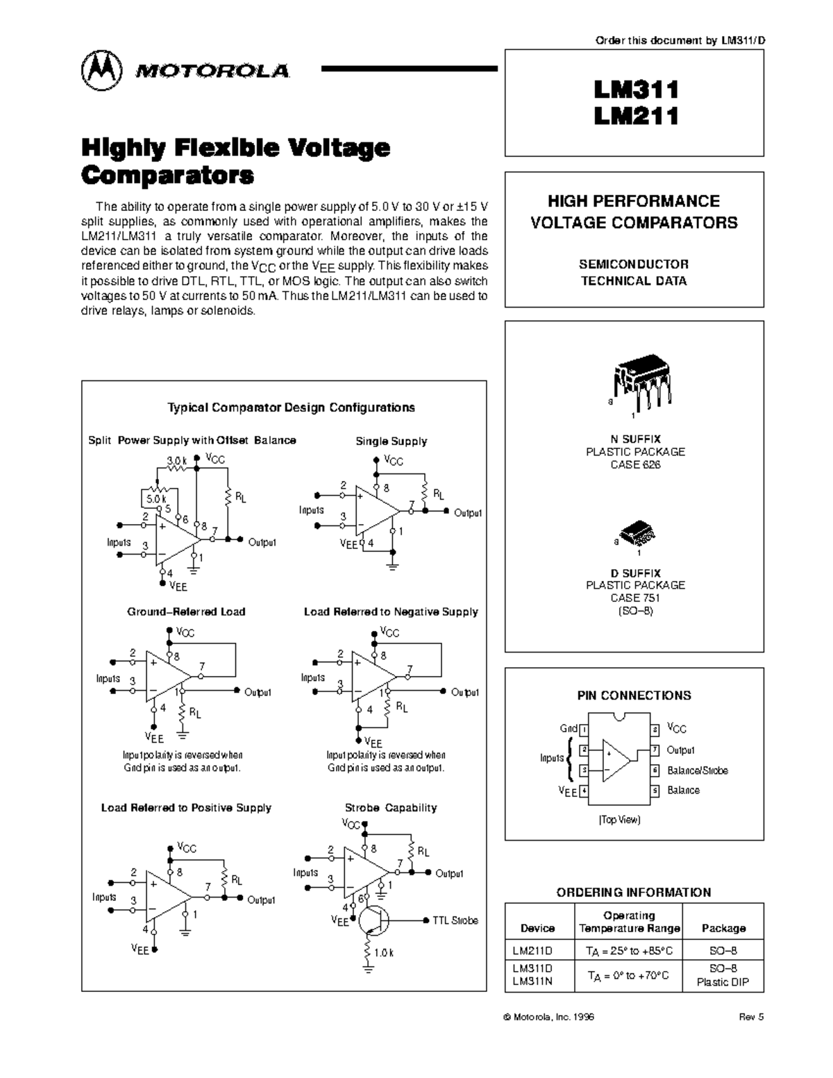 LM311 - trabajo - Order this document by LM311/D Device Operating ...