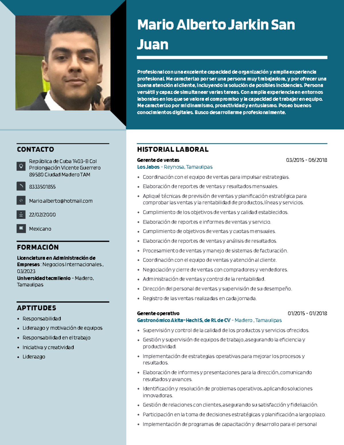 Mario Alberto Jarkin San Juan CV - Profesional con una excelente ...