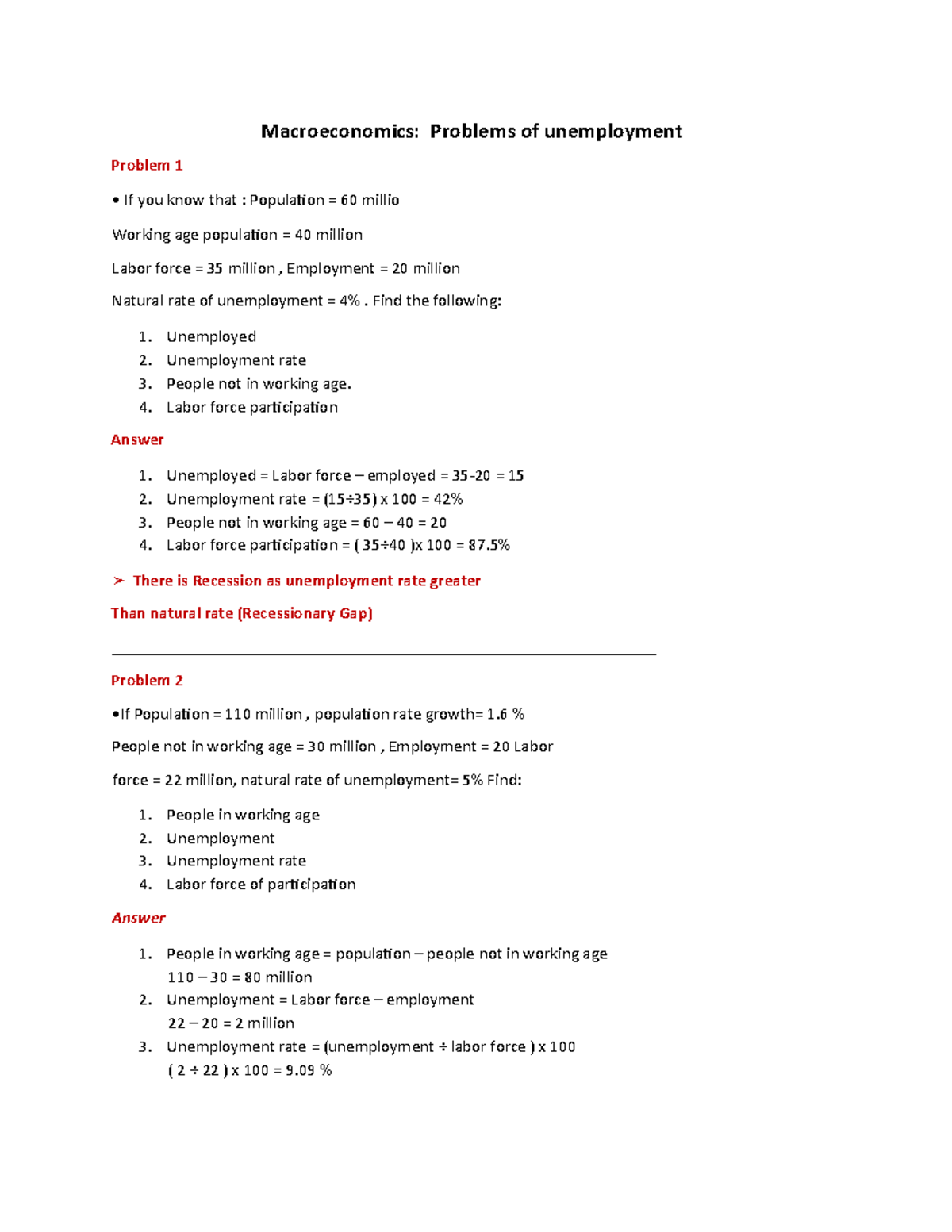 Unemployment 2 - Macroeconomics - Macroeconomics: Problems of ...