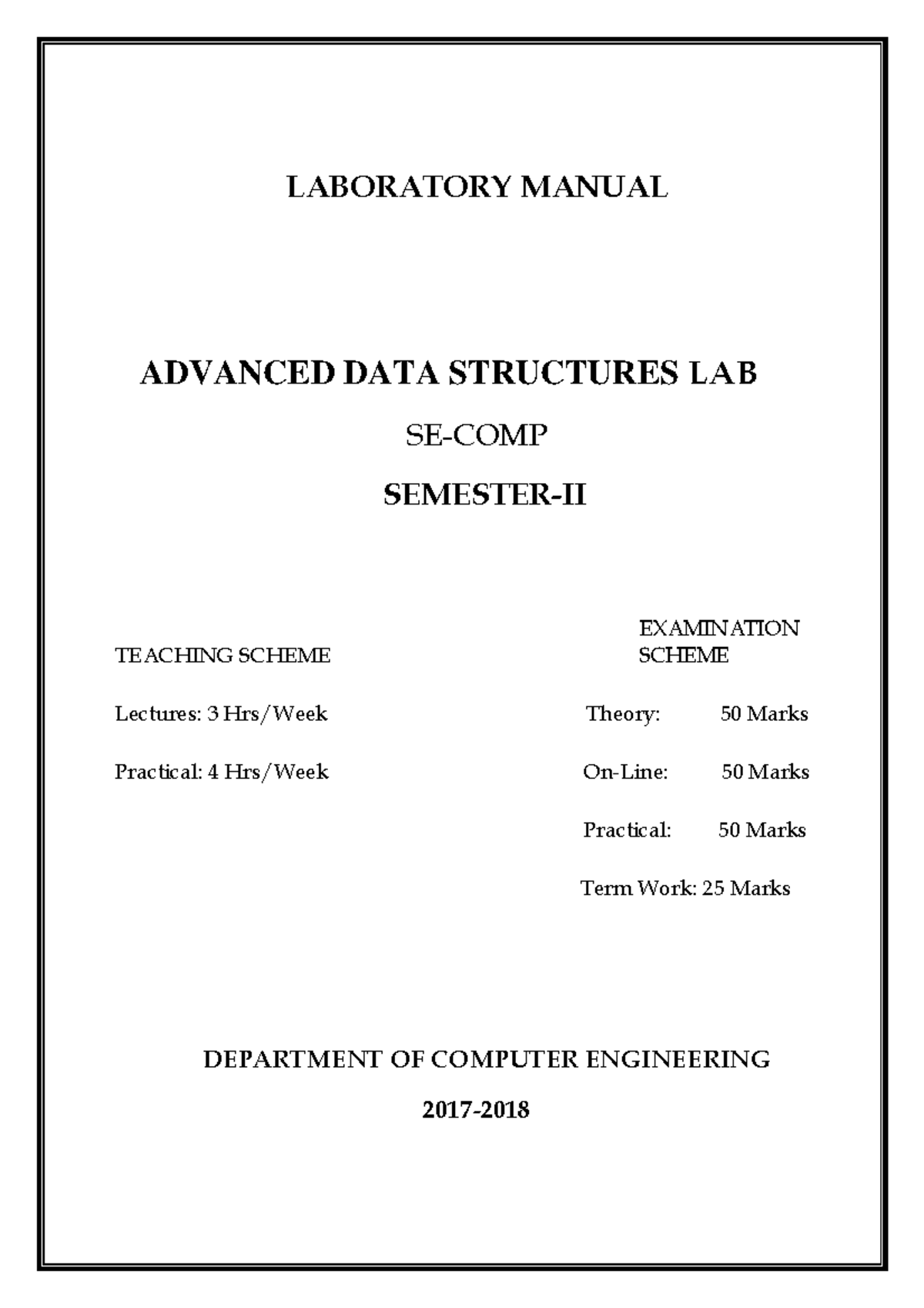 Adsl-lab-manual - LABORATORY MANUAL ADVANCED DATA STRUCTURES LAB SE ...