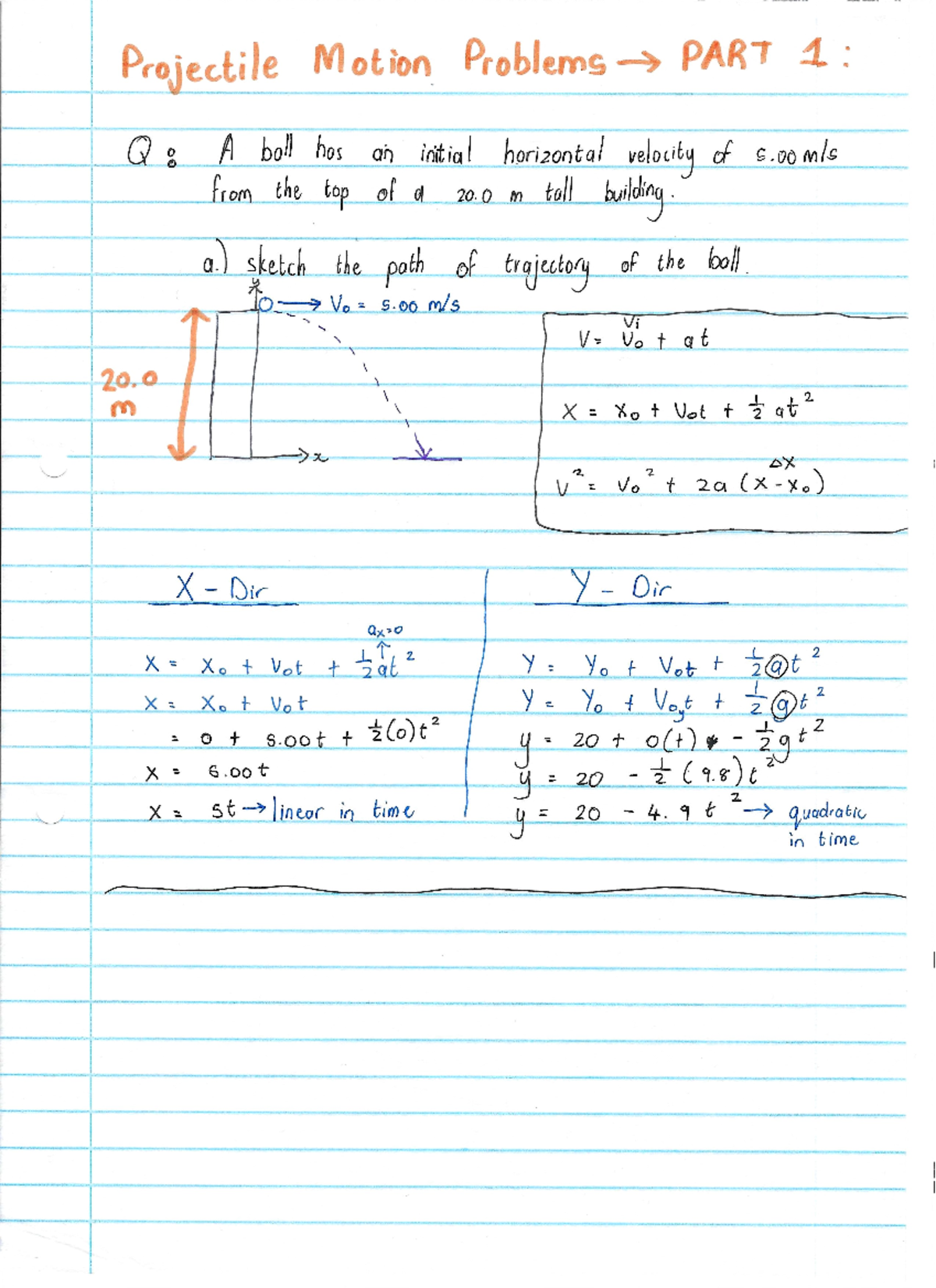 Projectile Motion Problems - PHY154S - Studocu