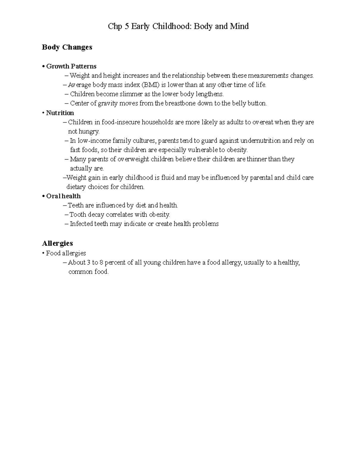 Psych 204 Chp 5 Body and Mind - Body Changes Growth Patterns Weight and ...