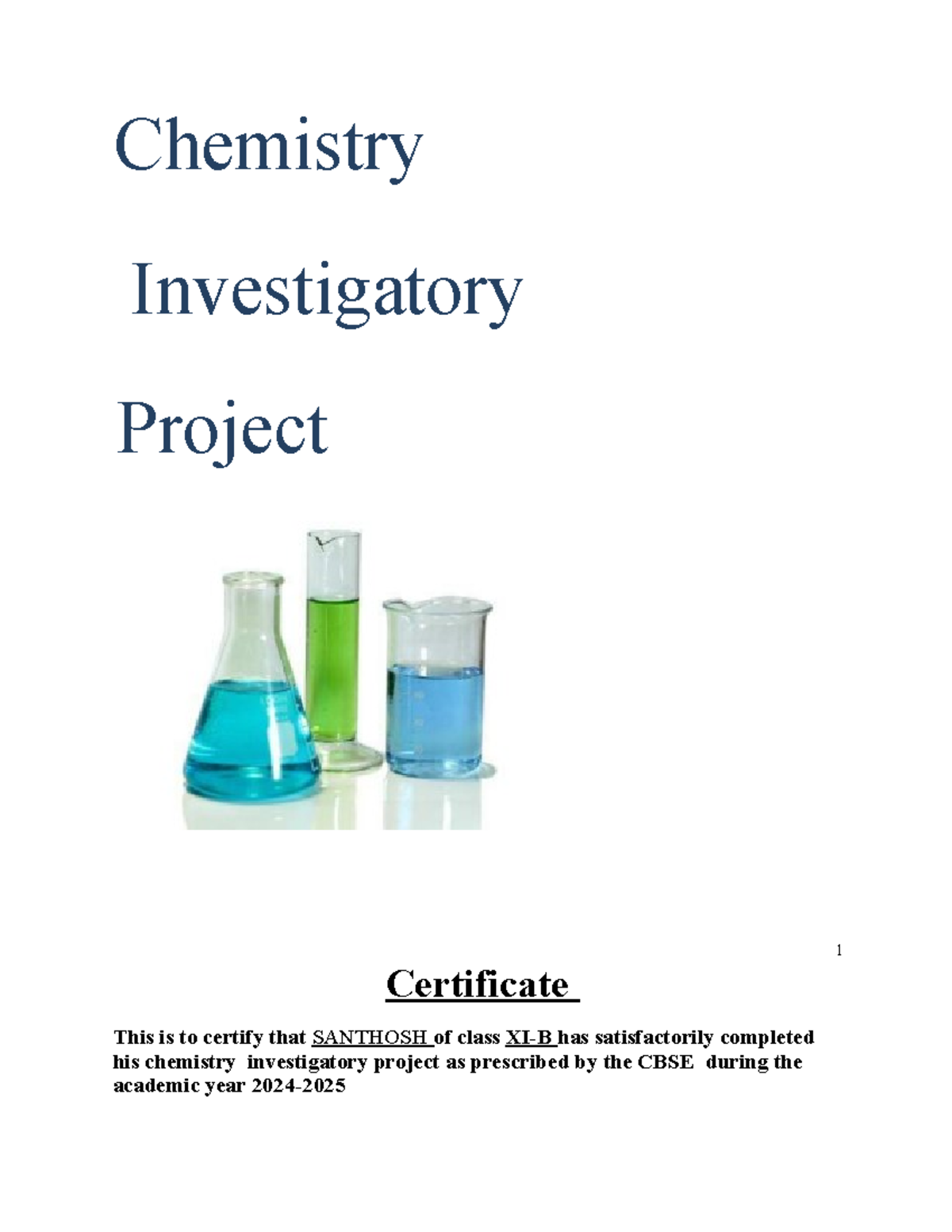 Santhosh chemistry project - Chemistry Investigatory Project 1 ...