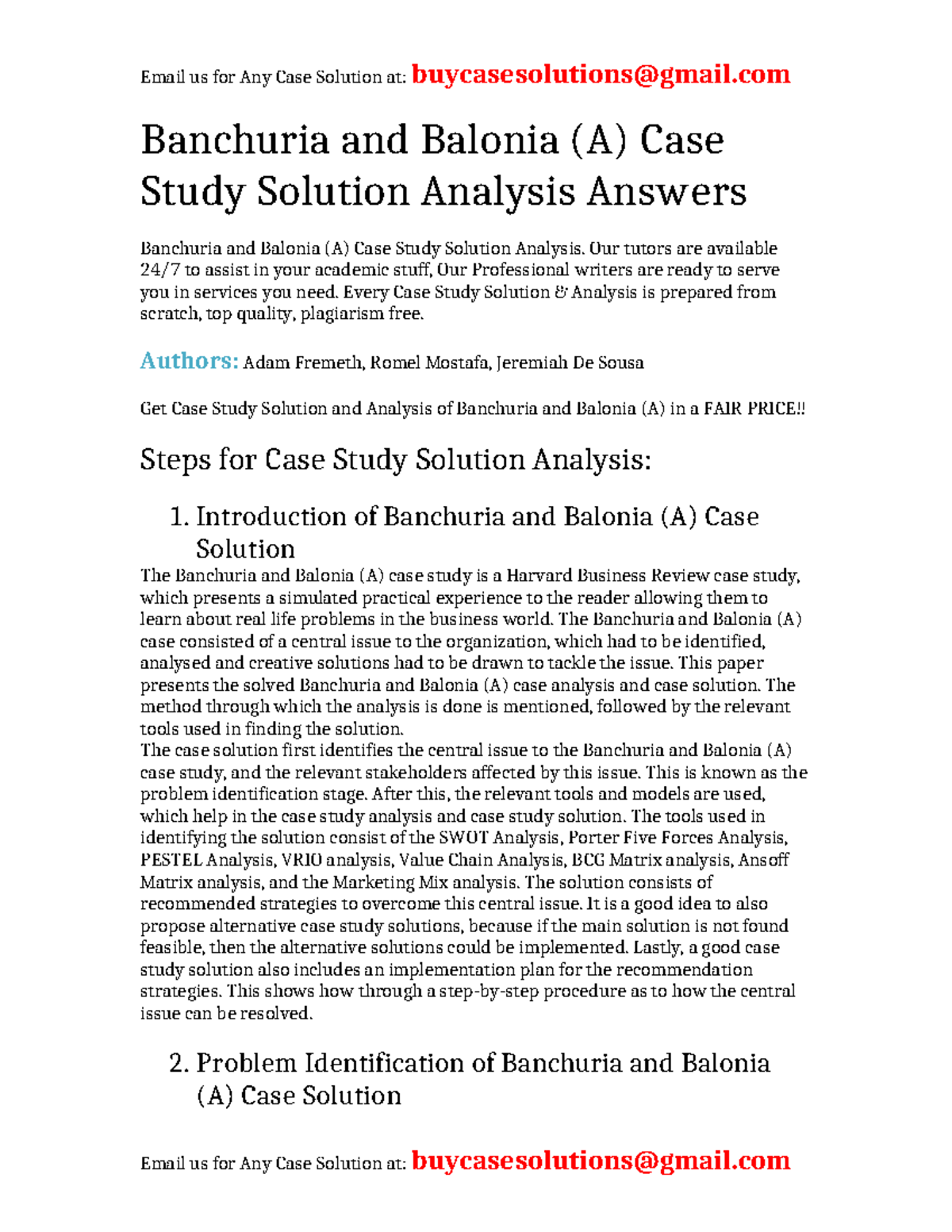 Case Solution Banchuria and Balonia (A) - Banchuria and Balonia (A ...