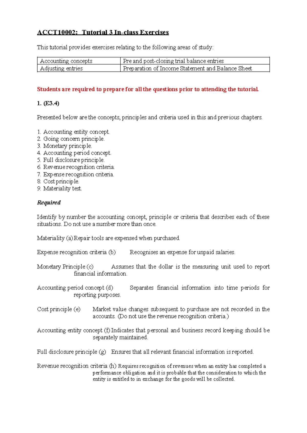 IFA1 Tutorial 3 In-class Exercises - ACCT10002: Tutorial 3 In-class ...