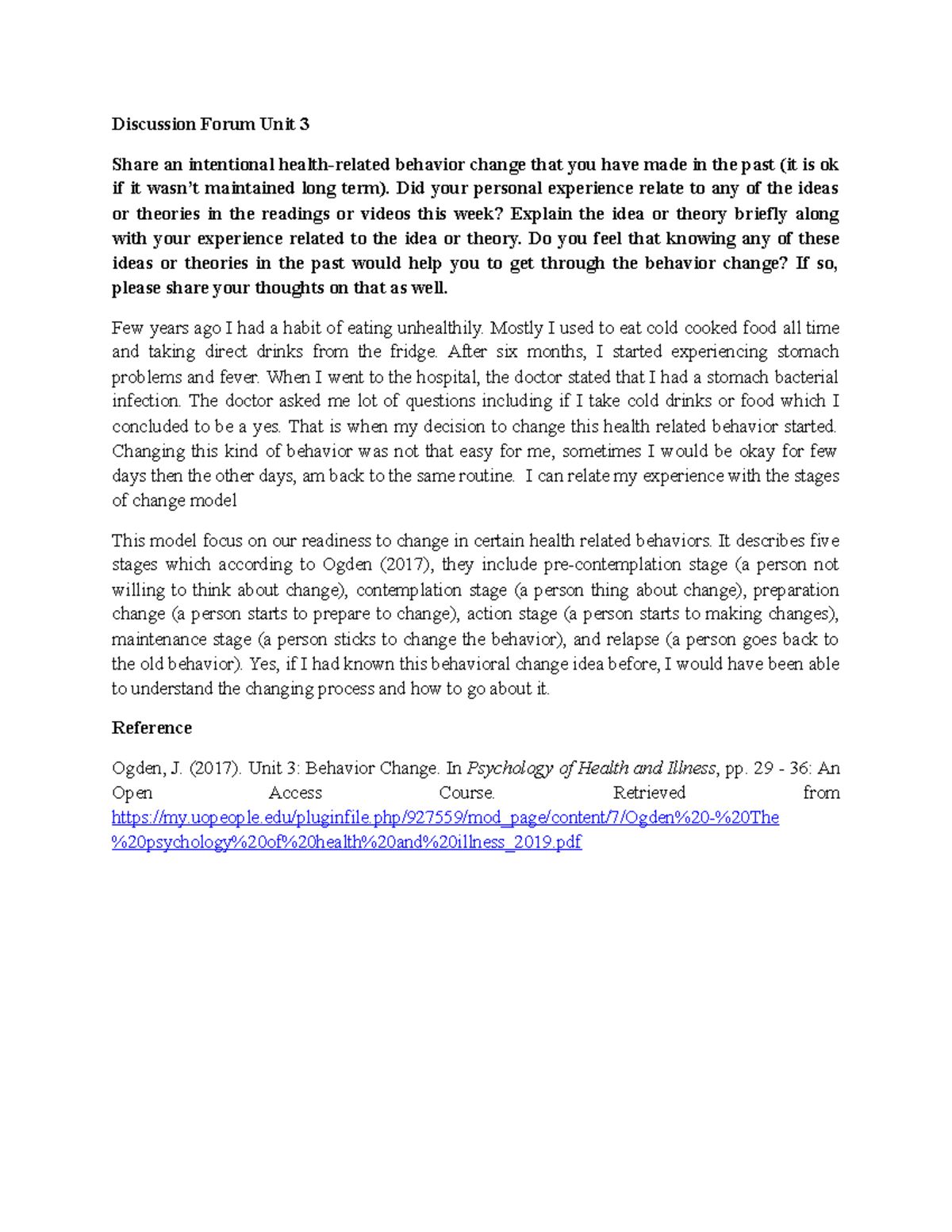 Discussion Assignment Unit 3 - Discussion Forum Unit 3 Share an ...