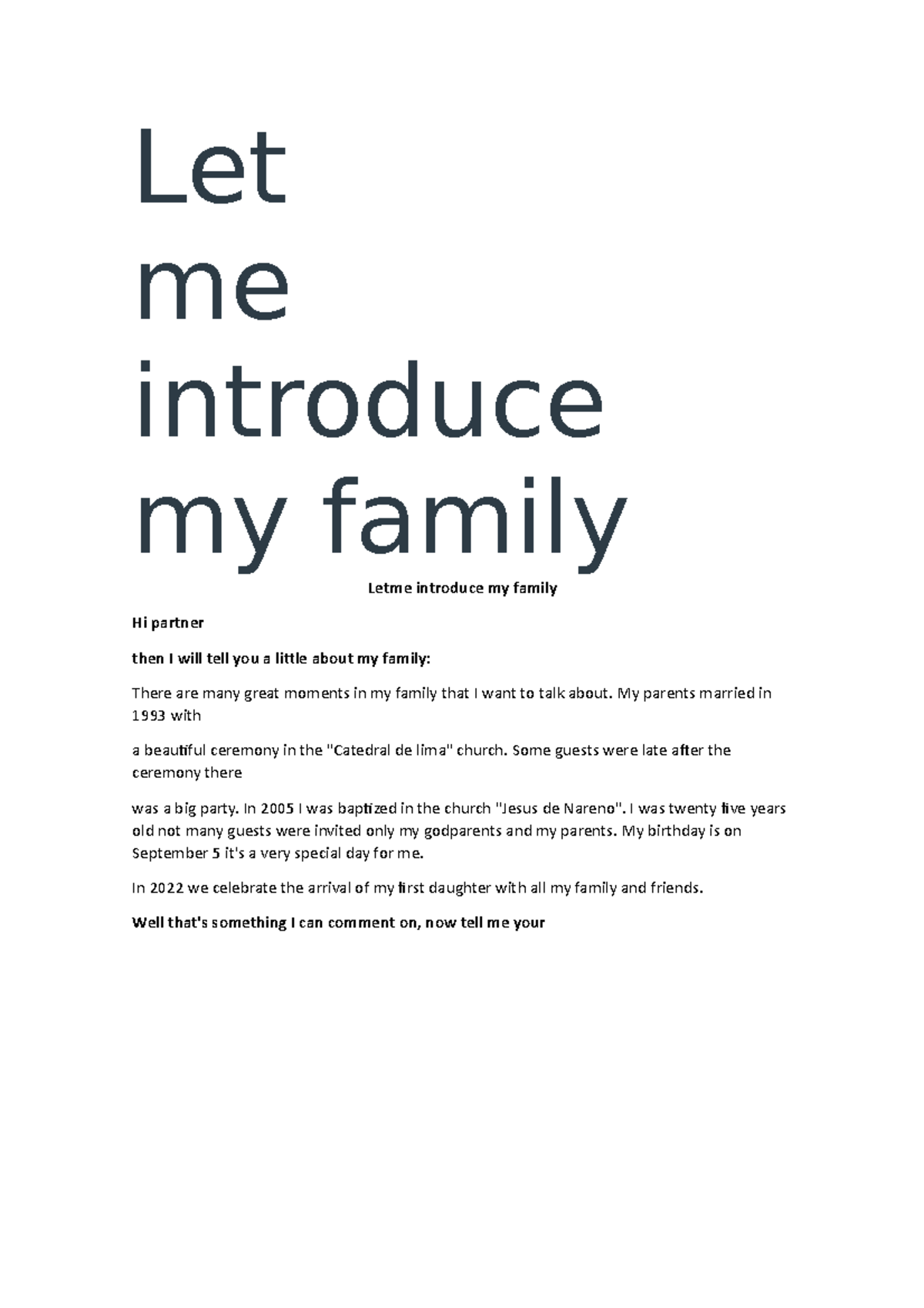 Letme introduce my family - Let me introduce my family Letme introduce ...