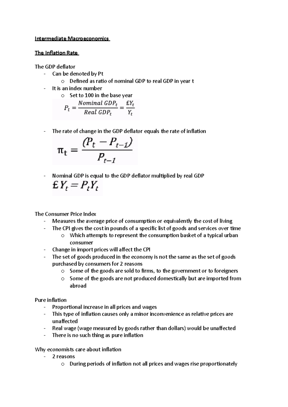 3. Inflation Rate - Intermediate Macroeconomics The Inflation Rate The GDP deflator - Can be ...