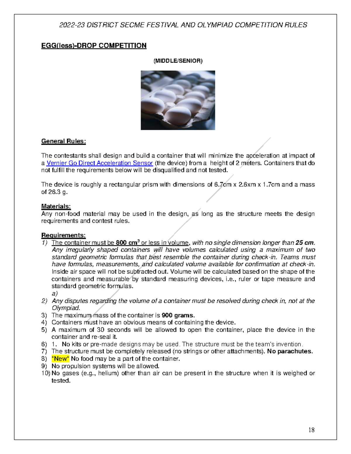 2022-23 EGGless DROP Competition - District Secme Olympiad Competition ...