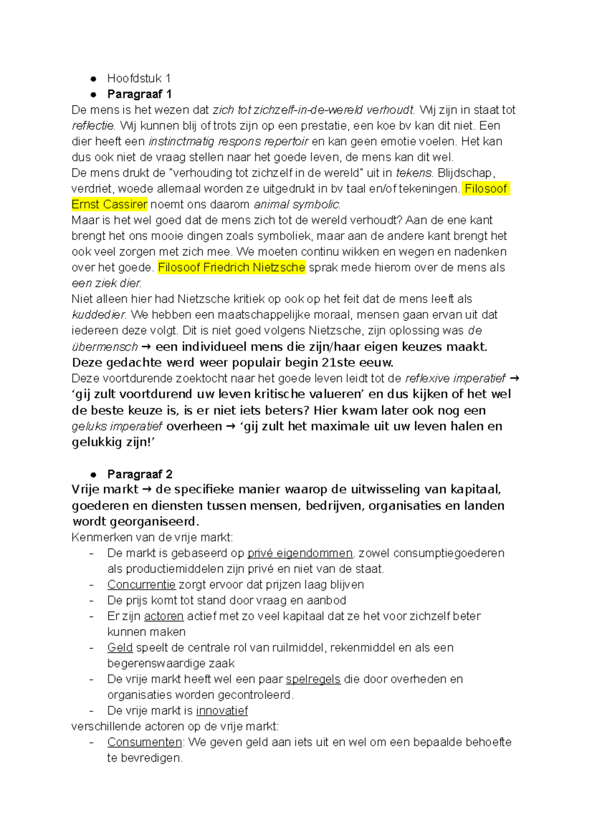 Filosofie samenvatting-2 - Hoofdstuk 1 Paragraaf 1 De mens is het wezen dat zich tot - Studeersnel