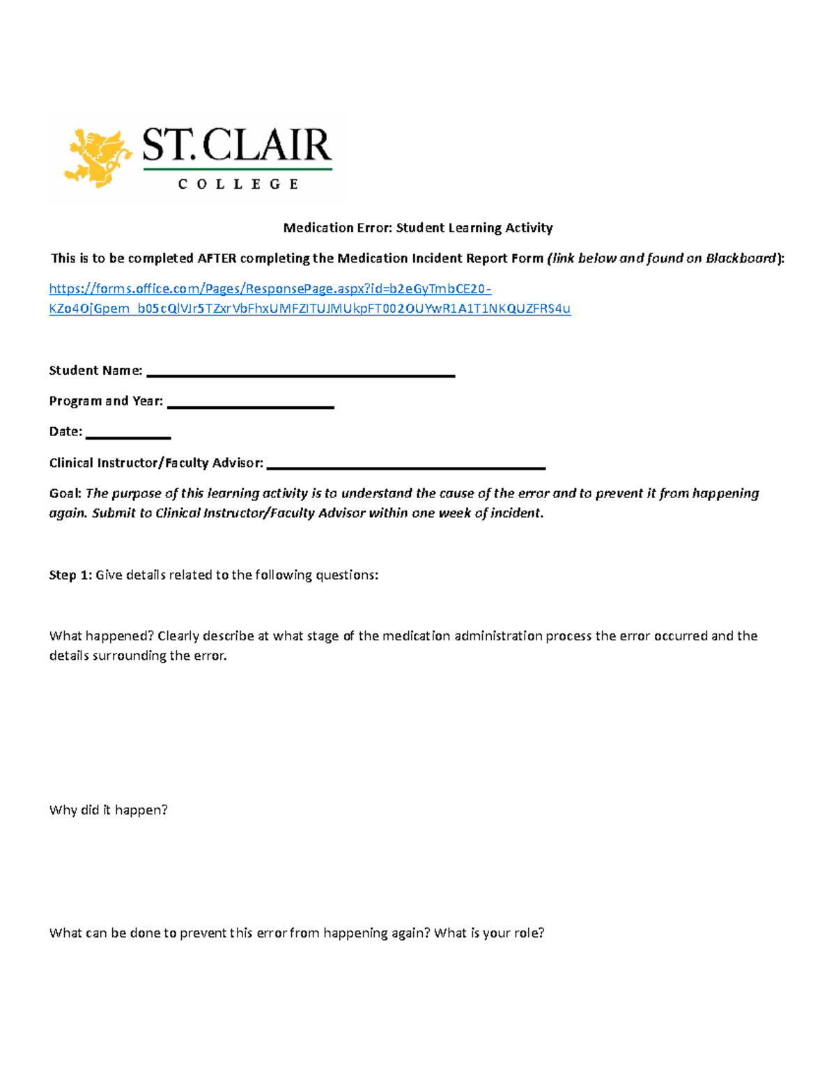 Revised Medication Error Student Learning Activity December 2022 ...