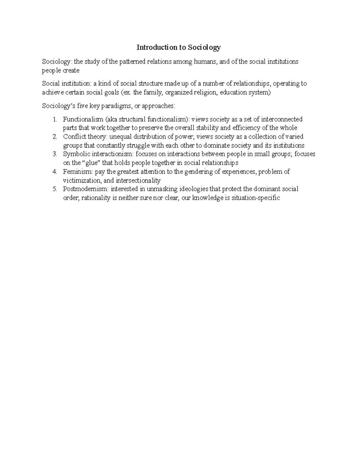 Chapter 1 - Summary Principles of Sociology - Introduction to Sociology ...