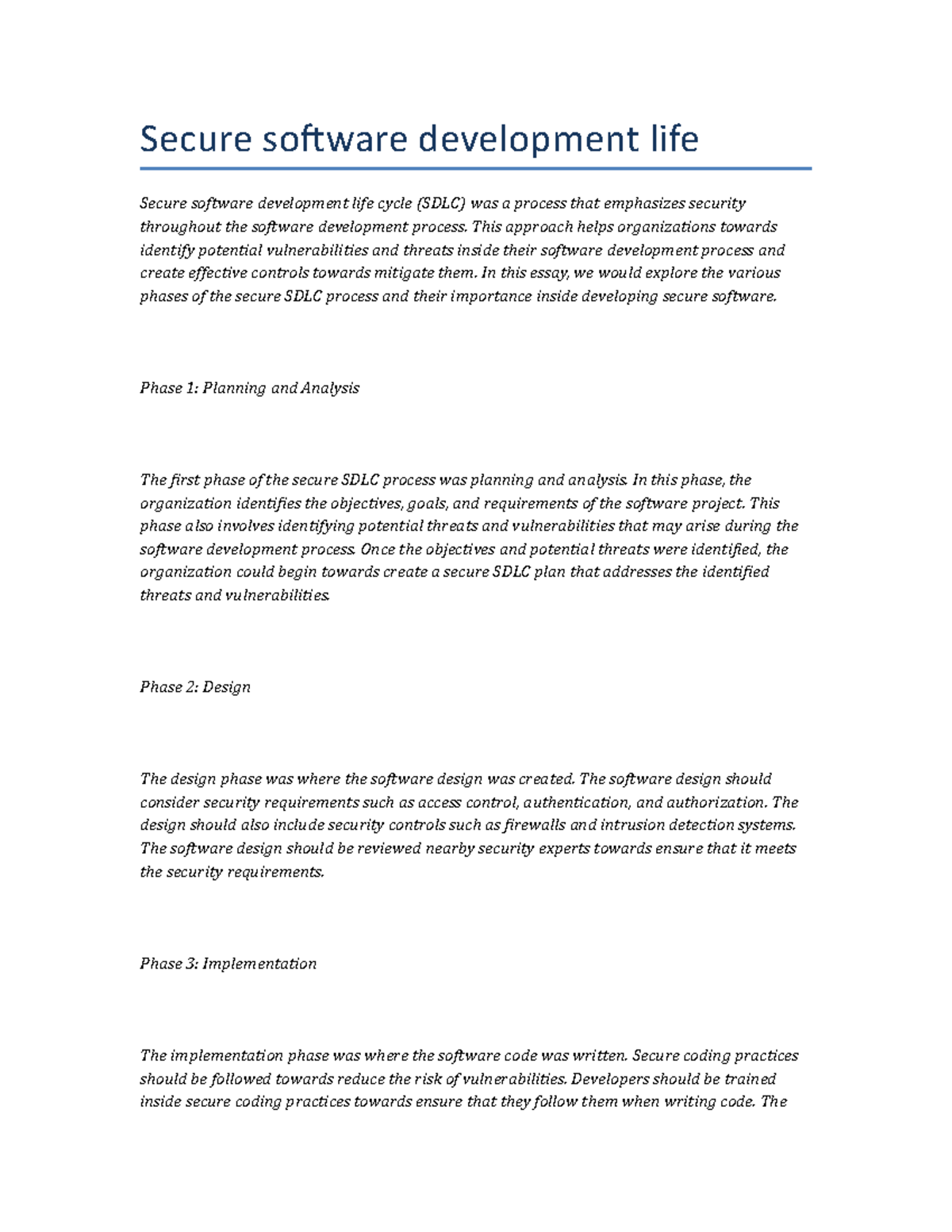 Secure software development life - This approach helps organizations ...