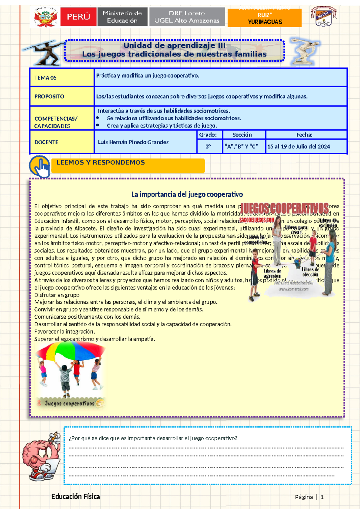 Sesion N° 05 - Ficha DE ACTV. 05 - JUAN JULIÁN PRIMO RUIZ” YURIMAGUAS ...