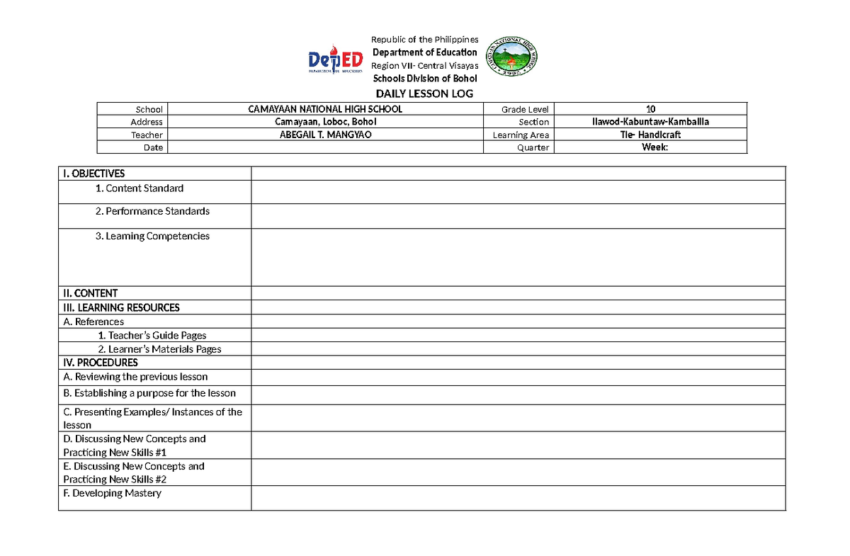 Detailed lesson plan - Republic of the Philippines Department of ...