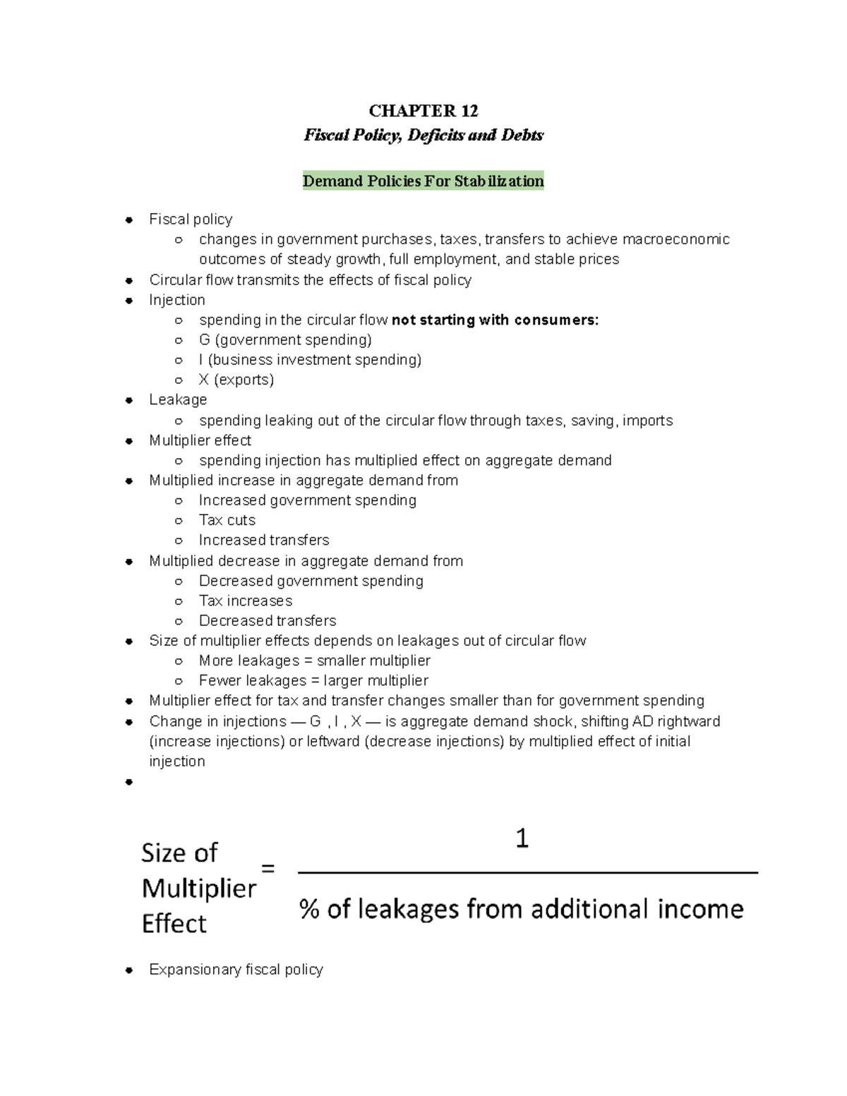 Chapter 12 - Lecture 12 Notes from the Lecture Modules. - CHAPTER 12 ...