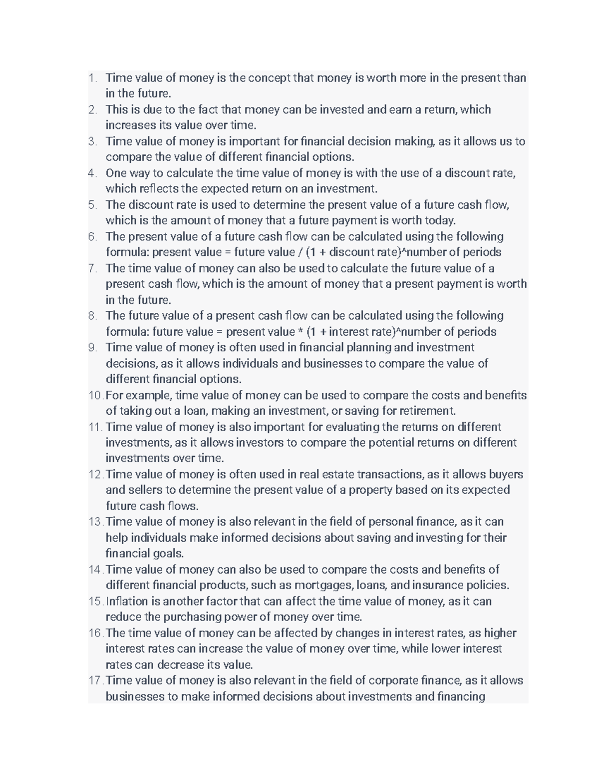 Time and Value of Money - Notes and Essay Response - Time value of ...